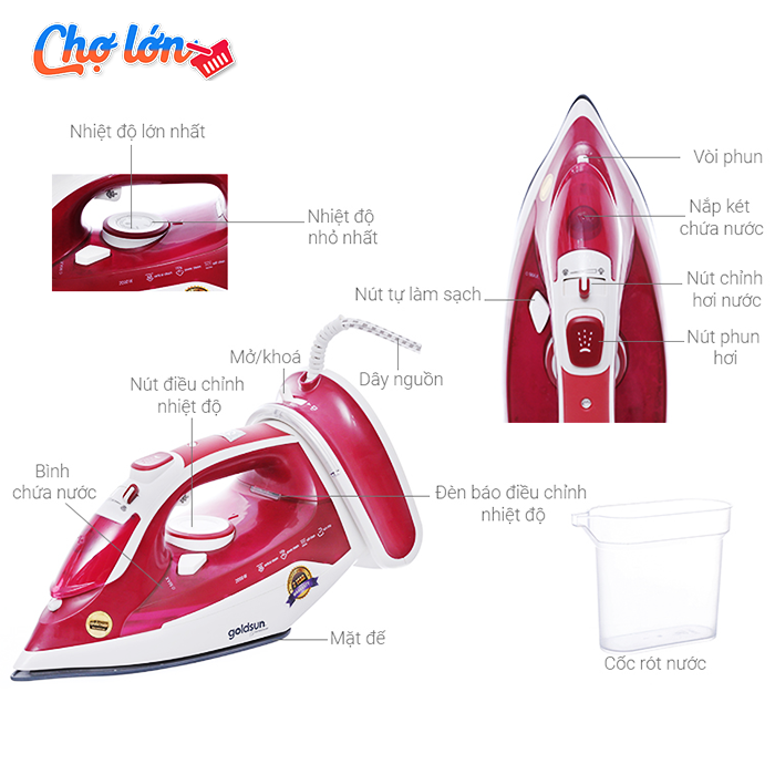 Bàn là hơi nước Goldsun Premium GPS-73S | Chợ Lớn JSC